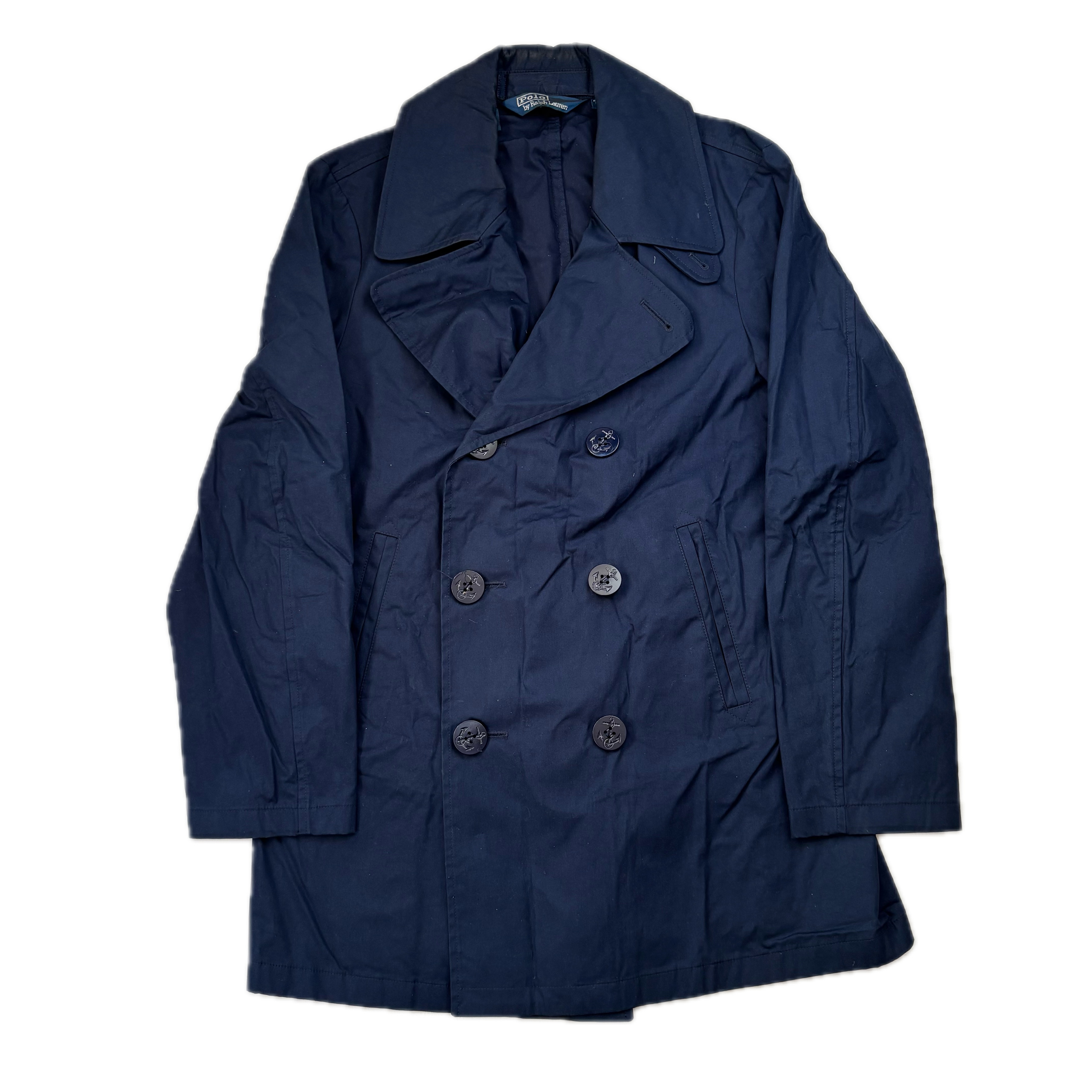 Polo Ralph Lauren Navy Double Breasted Rain Mac Coat Trench - M – LORD ...